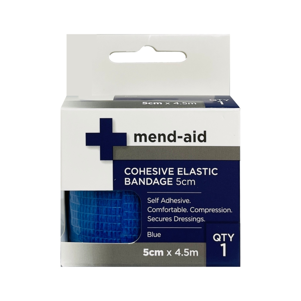 Cohesive Elastic Bandage - Blue - 5cm x 4.5m - Mend-Aid | BeMed