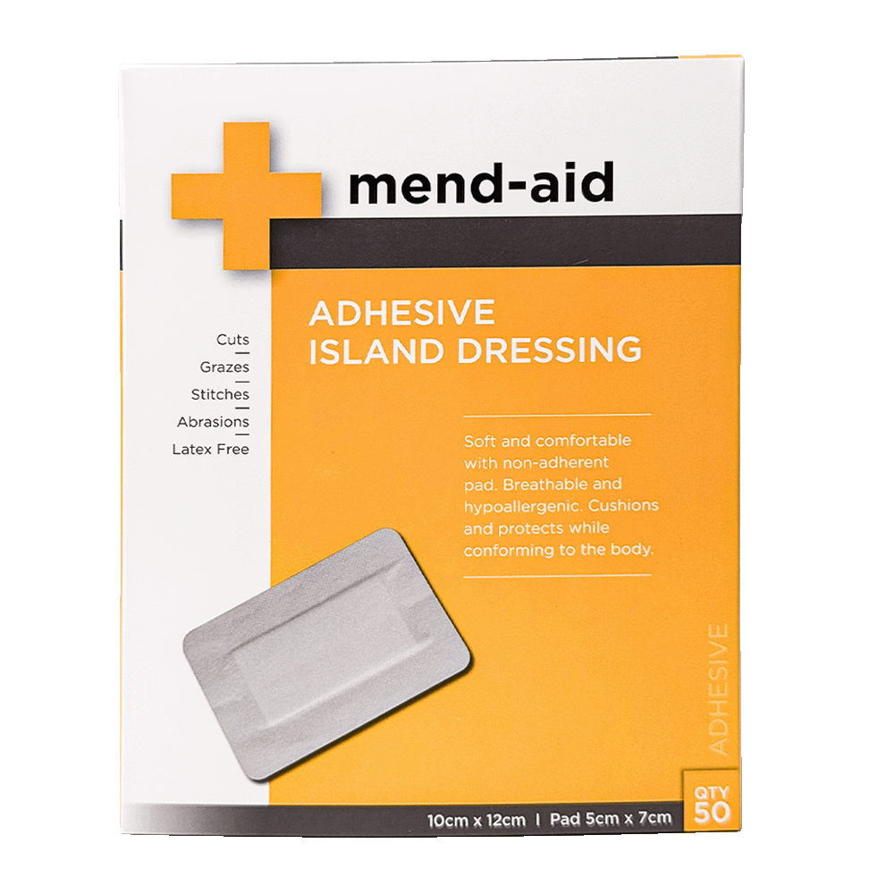 Adhesive Island Dressing - White - 10cm x 12cm - 25 Pcs - Mend-Aid | BeMed