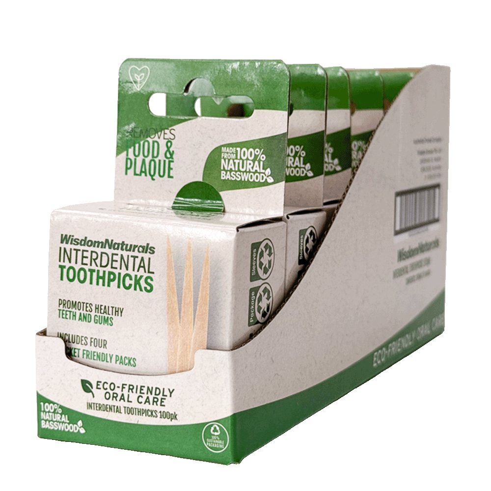 Wisdom - Interdental Toothpicks - Wooden - 4 rows x 25 sticks (6) | BeMed